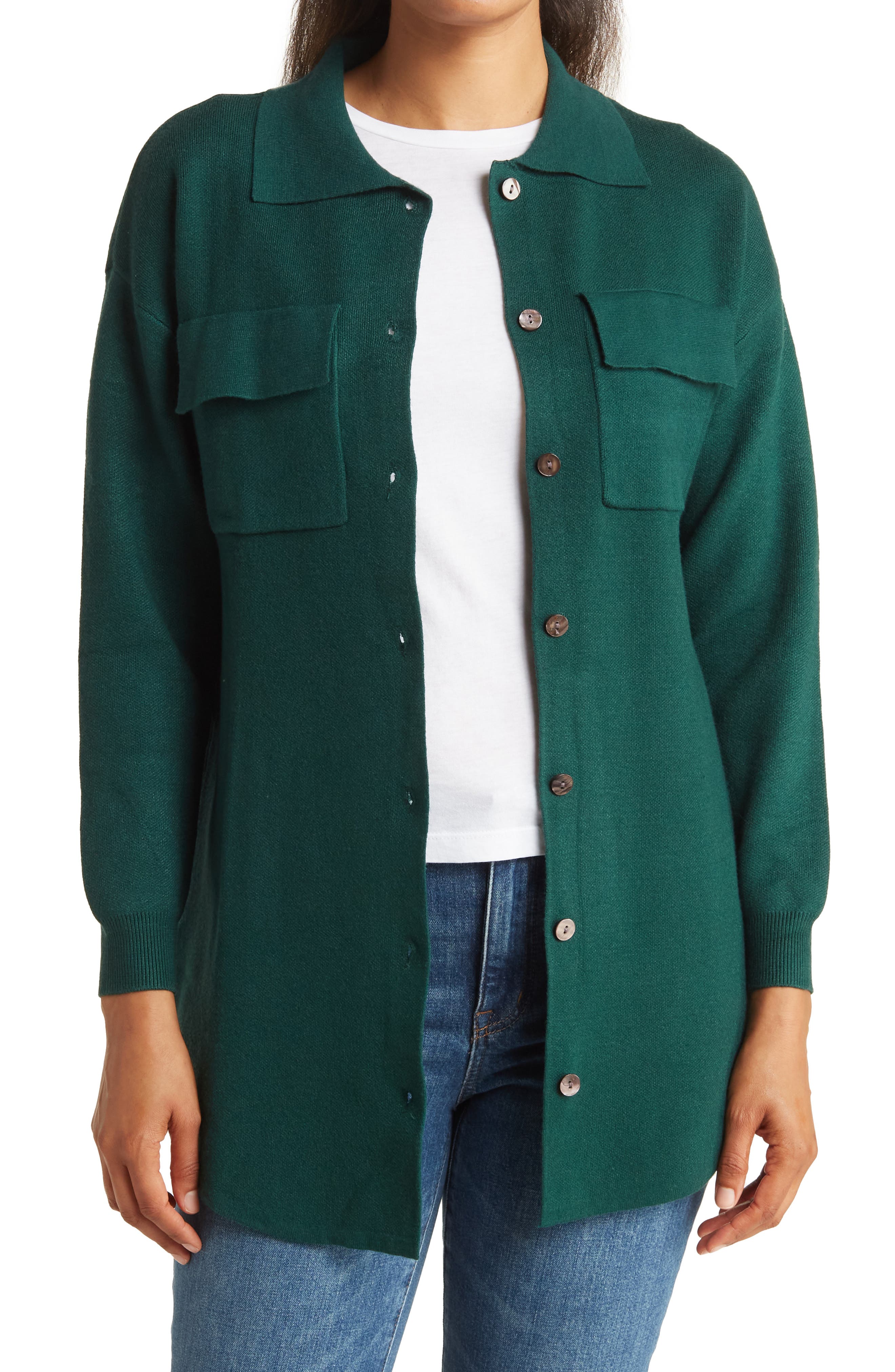 BY DESIGN Claudine Double Knit Cardigan Shirt | Nordstromrack