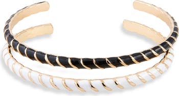 Tasha Set of 2 Stripe Enamel Bangle Bracelets | Nordstromrack