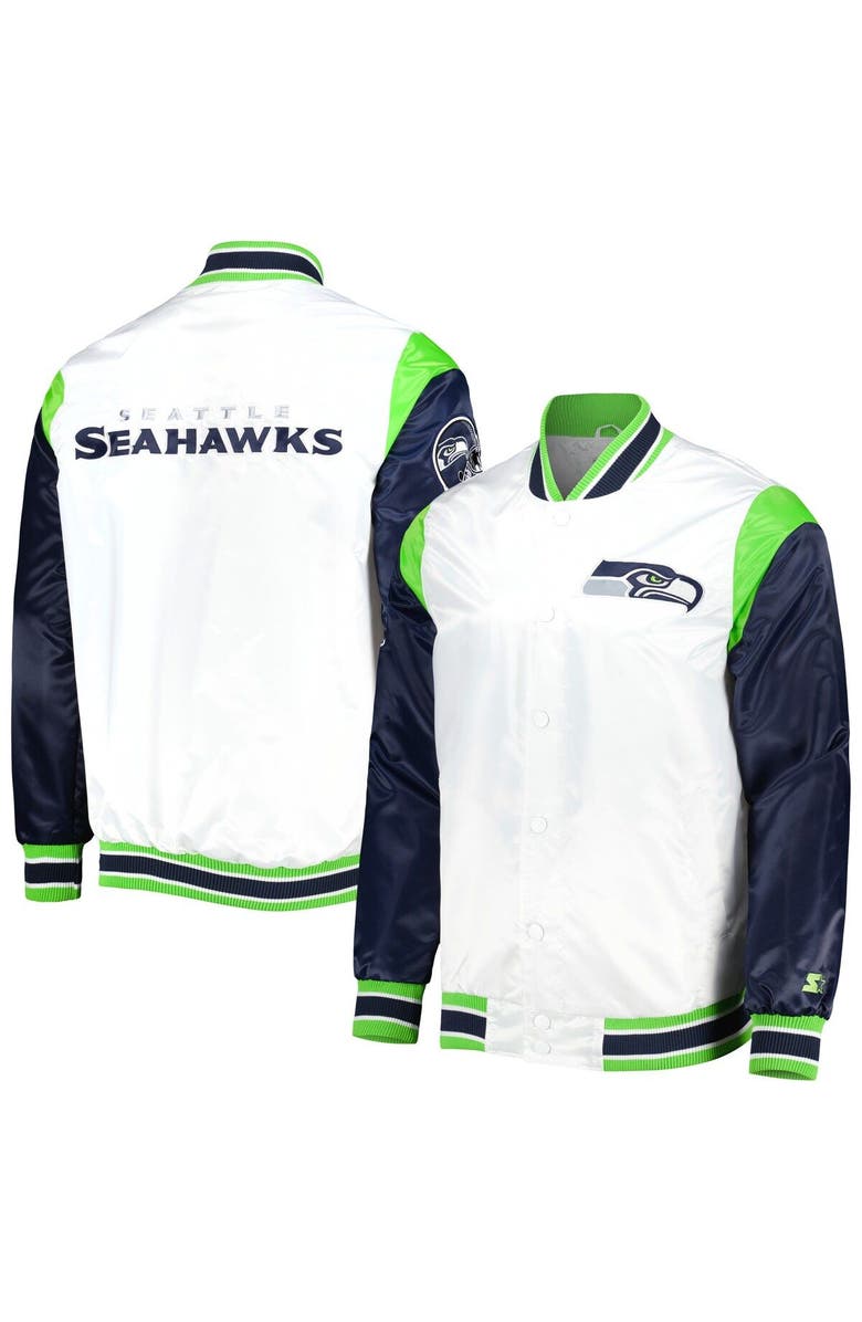 STARTER Men's Starter White Seattle Seahawks Throwback Warm Up Pitch ...