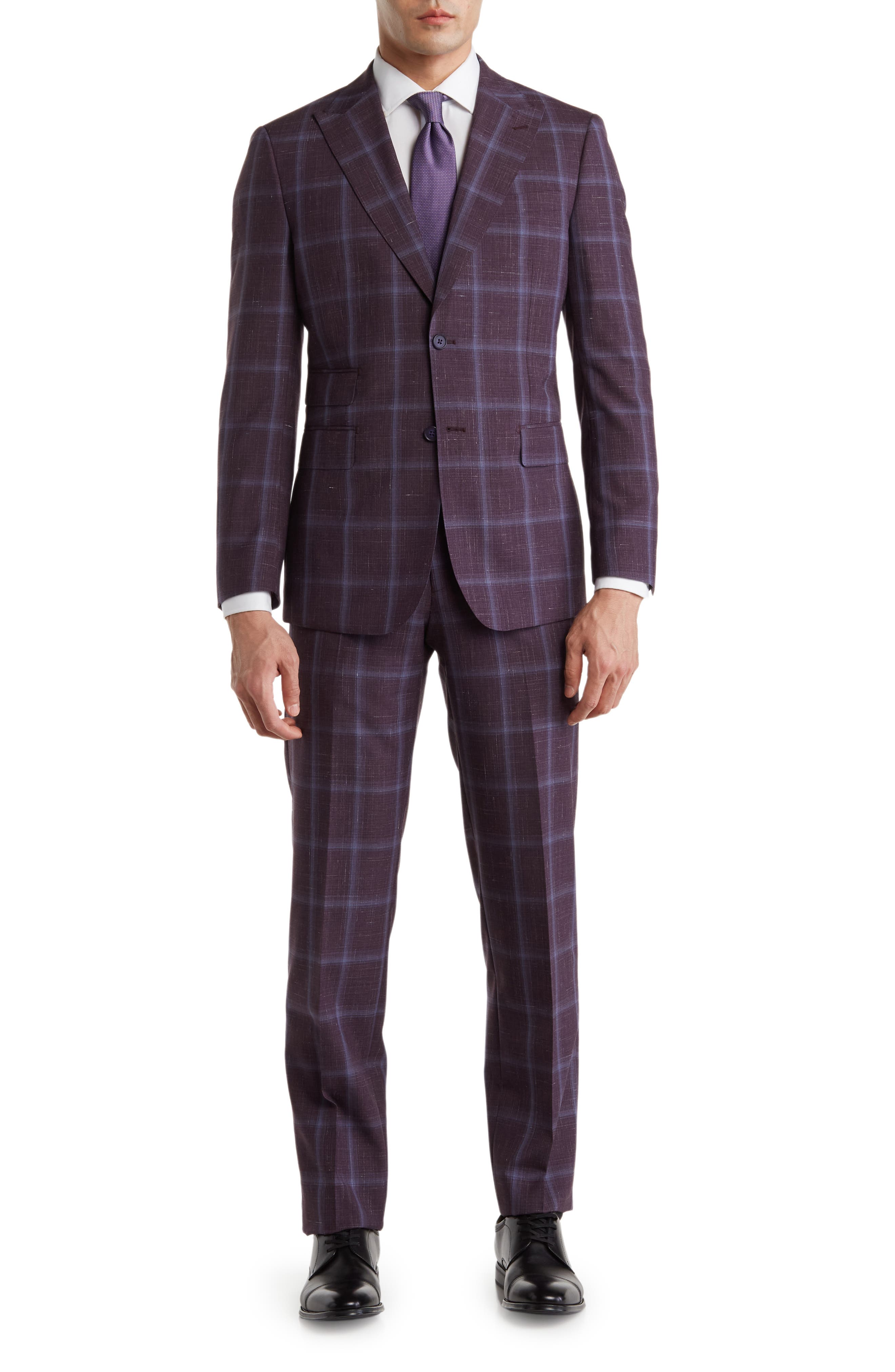 English Laundry Trim Fit Check Wool Blend Suit | Nordstromrack