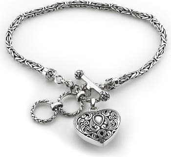 SAMUEL B. Sterling Silver Heart Charm Bracelet | Nordstromrack