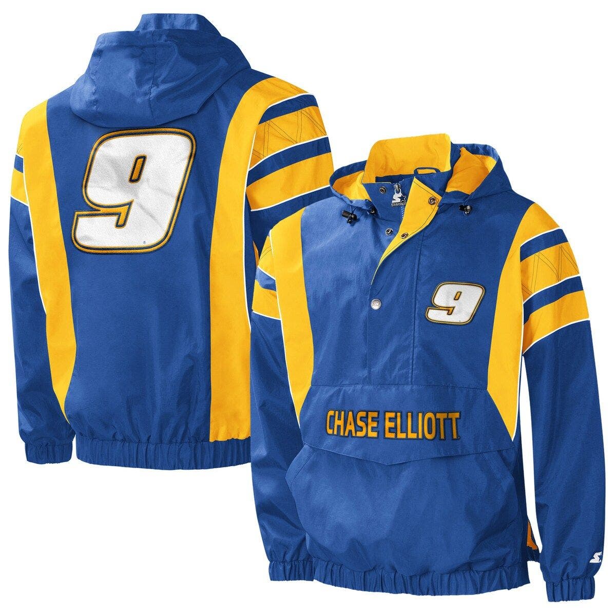 STARTER Men's Starter Royal/Yellow Chase Elliott Impact Half-Snap ...