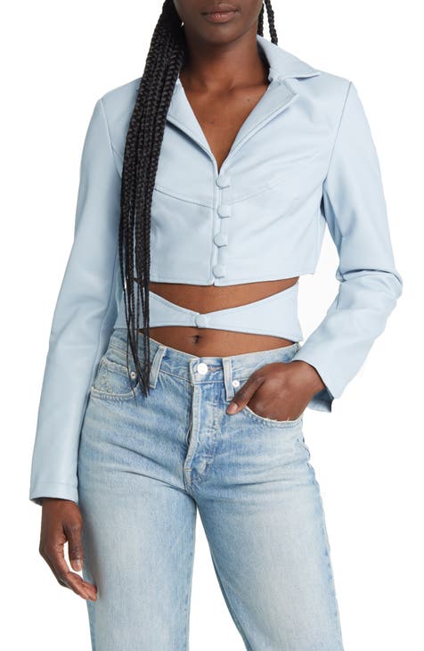 Women's Blue Leather & Faux Leather Jackets | Nordstrom