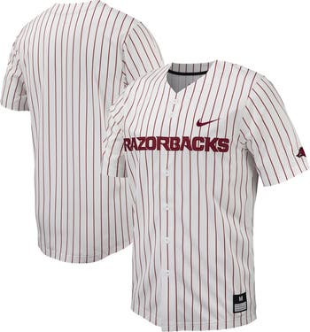 Nike Men's Nike White Arkansas Razorbacks Pinstripe Replica Full-Button ...