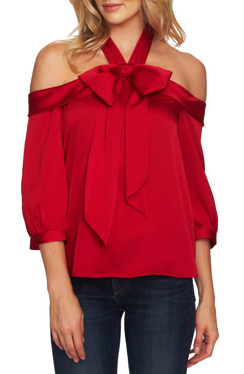 Cece Halter Neck Cold Shoulder Blouse Nordstrom