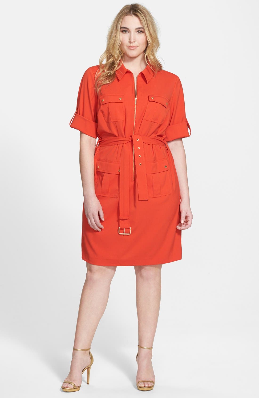 Michael kors orange shirt dress store