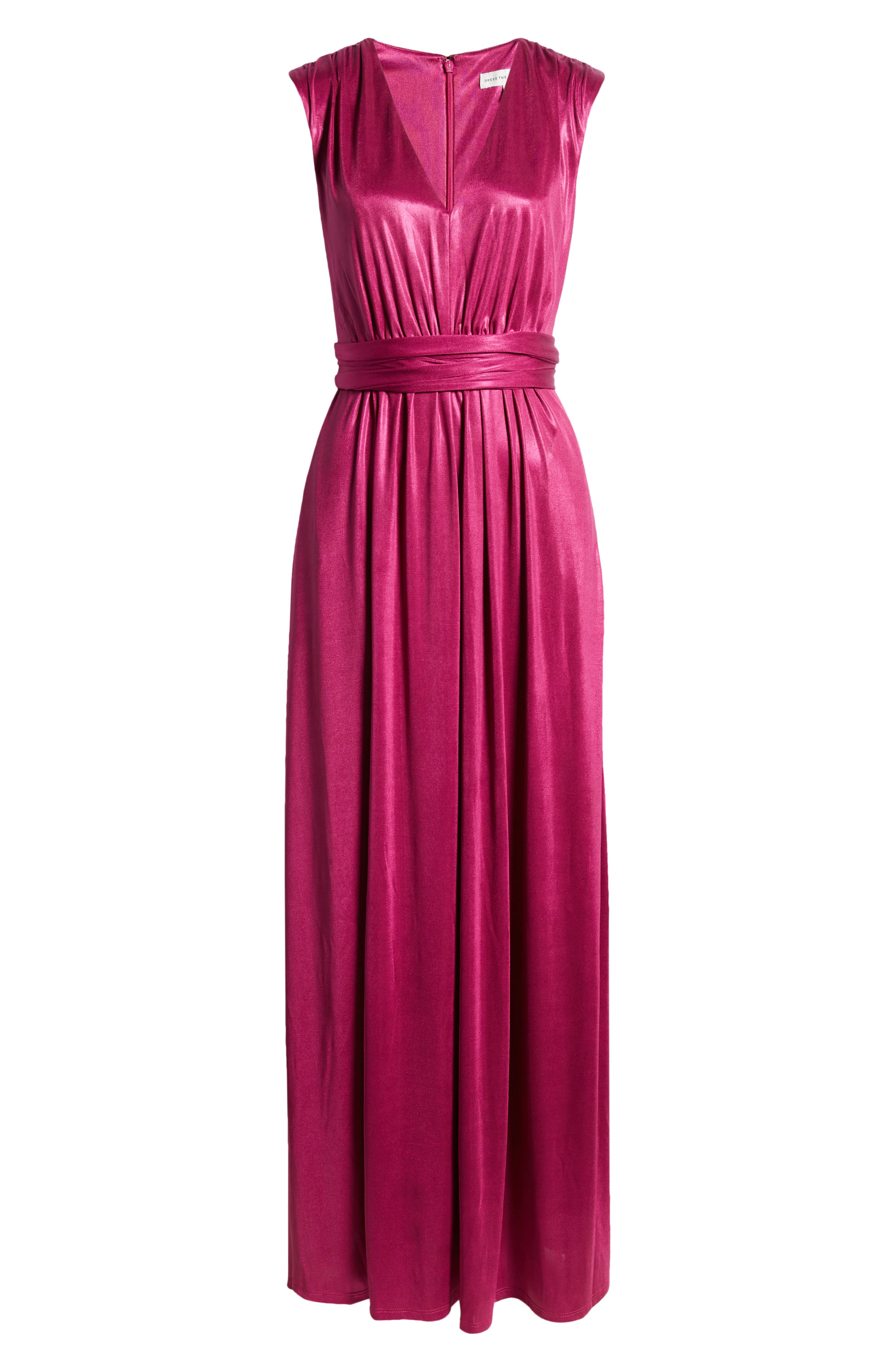 Dress the Population Krista Plunge Neck Side Slit Gown | Nordstrom