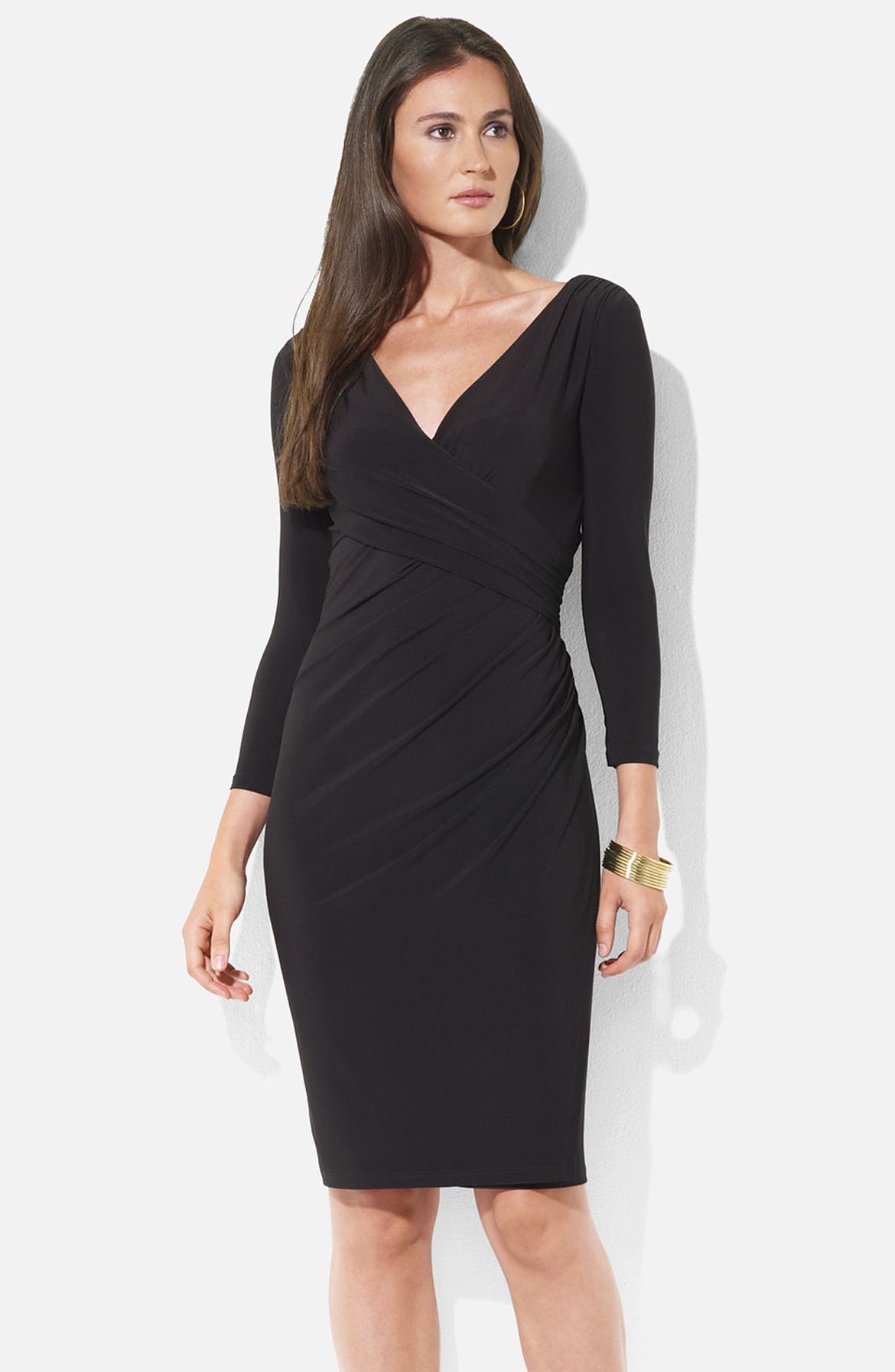 Lauren Ralph Lauren Ruched Surplice Jersey Sheath Dress Nordstrom