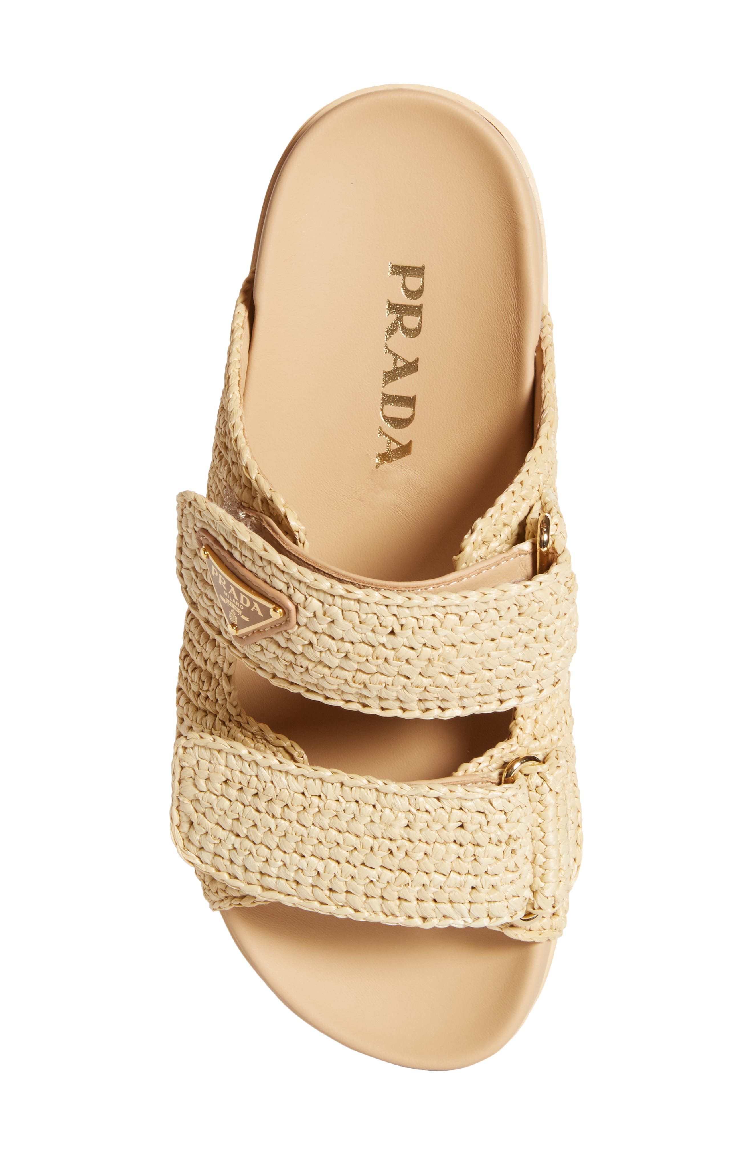 Prada Raffia Double Band Slide Sandal (Women) | Nordstrom