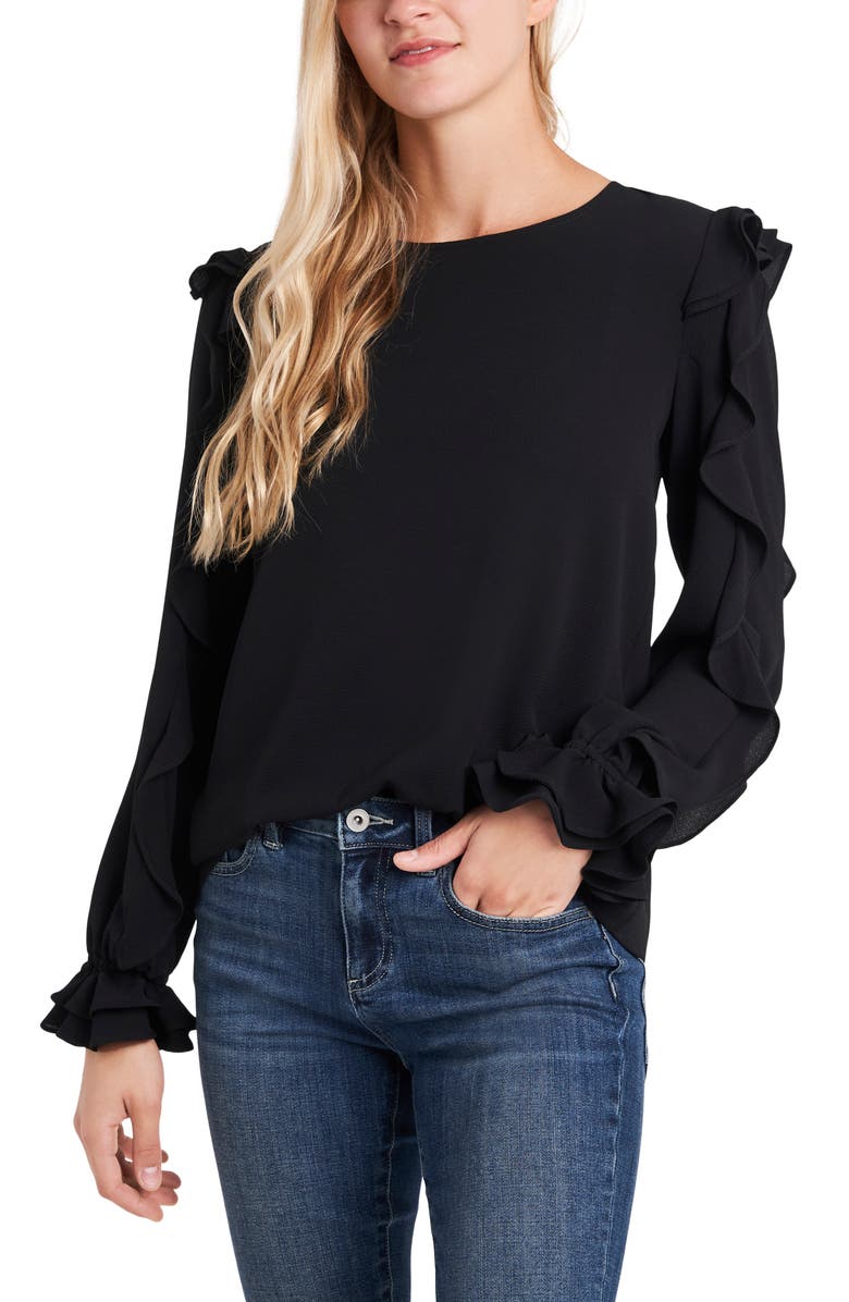 CeCe Ruffle Sleeve Crepe Top | Nordstrom