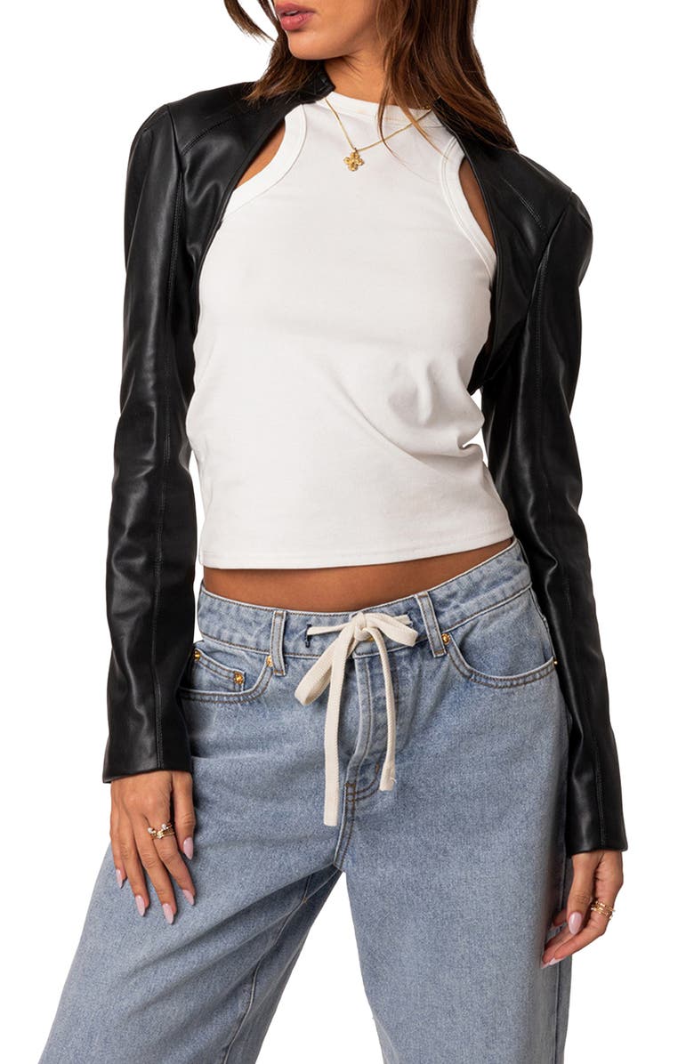 EDIKTED Faux Leather Shrug Jacket | Nordstrom