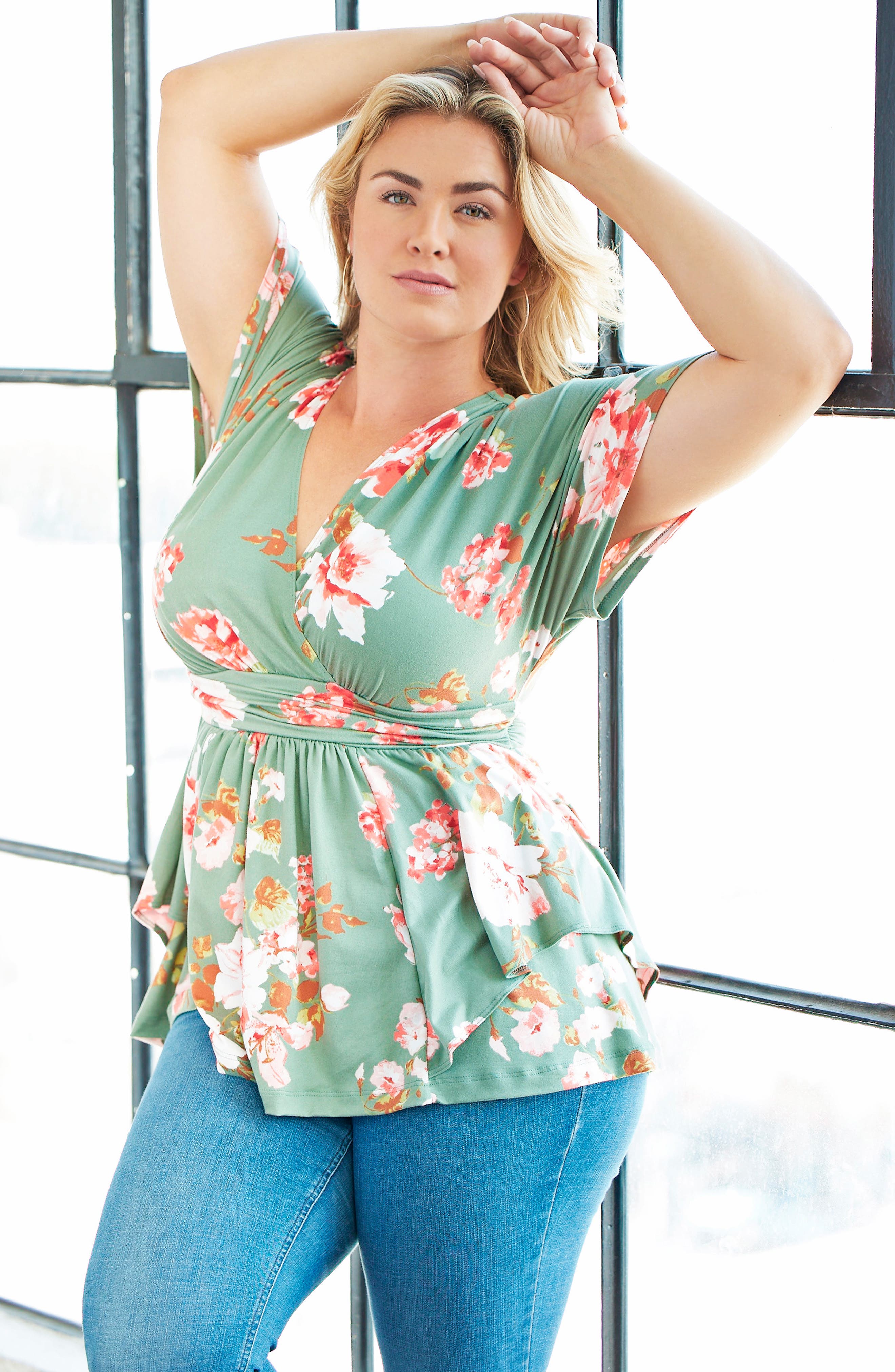 Kiyonna Encore Print Faux Wrap Top | Nordstrom