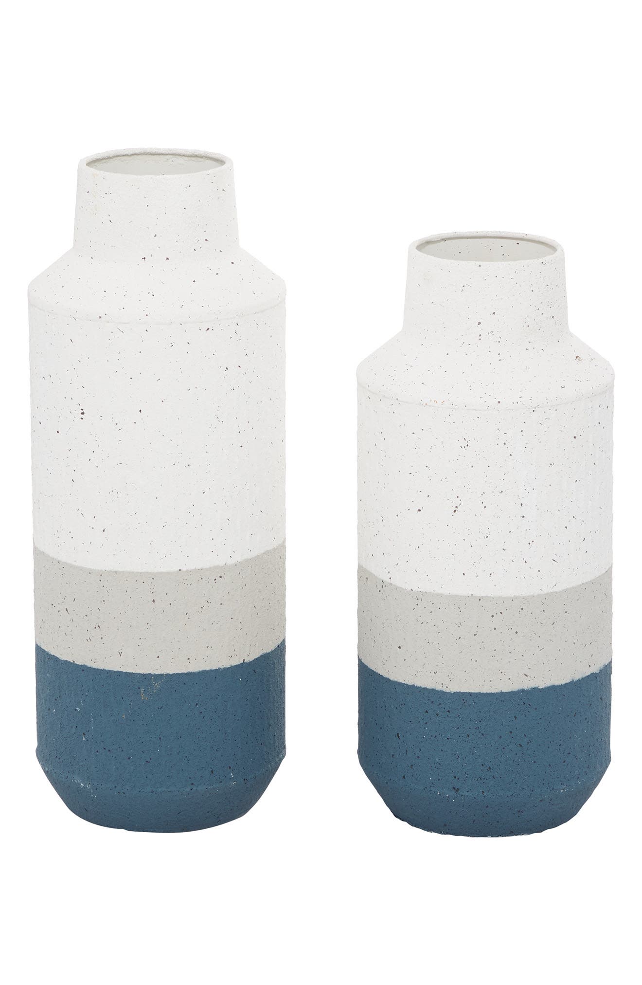 WILLOW ROW White Metal Colorblock Vase - Set of 2 | Nordstromrack