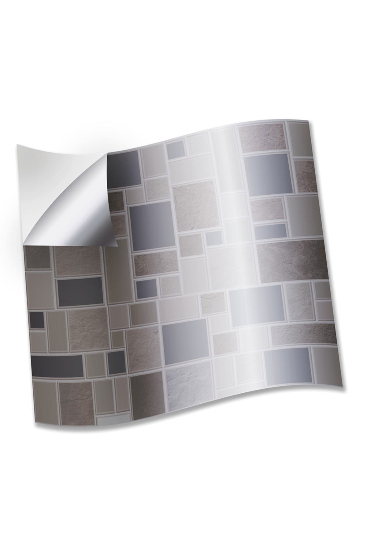 Walplus Metallic Silver Beige Stone Mosaic Wall Tile Sticker 24-piece ...