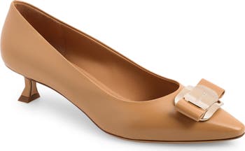 FERRAGAMO Zelma Bow Pointed Toe Kitten Heel Pump (Women) | Nordstrom