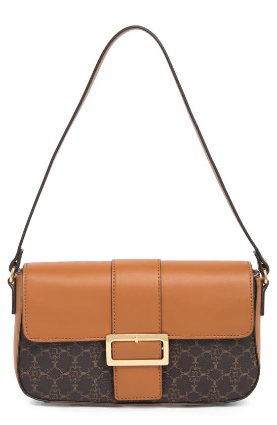 Nanette Lepore Fiona Logo Flap Baguette Bag In Chocolate Logo/ Vachetta ...