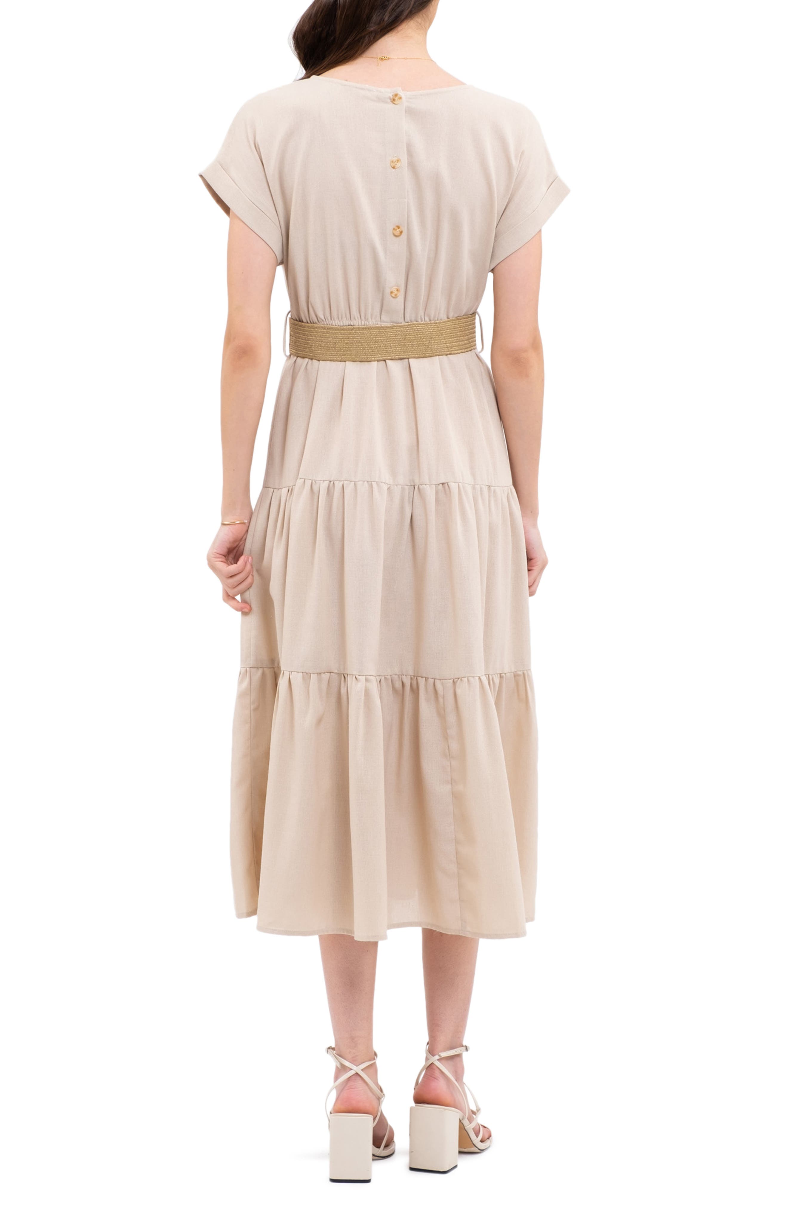 Blu Pepper Button Back Short Sleeve Midi Dress | Nordstromrack