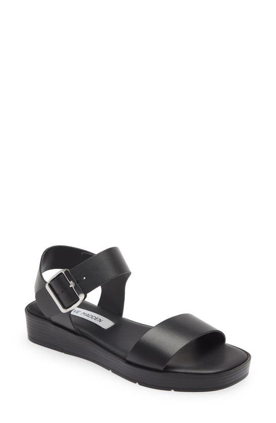 Steve Madden Keenan Quarter Strap Platform Sandal In Black Leather Modesens