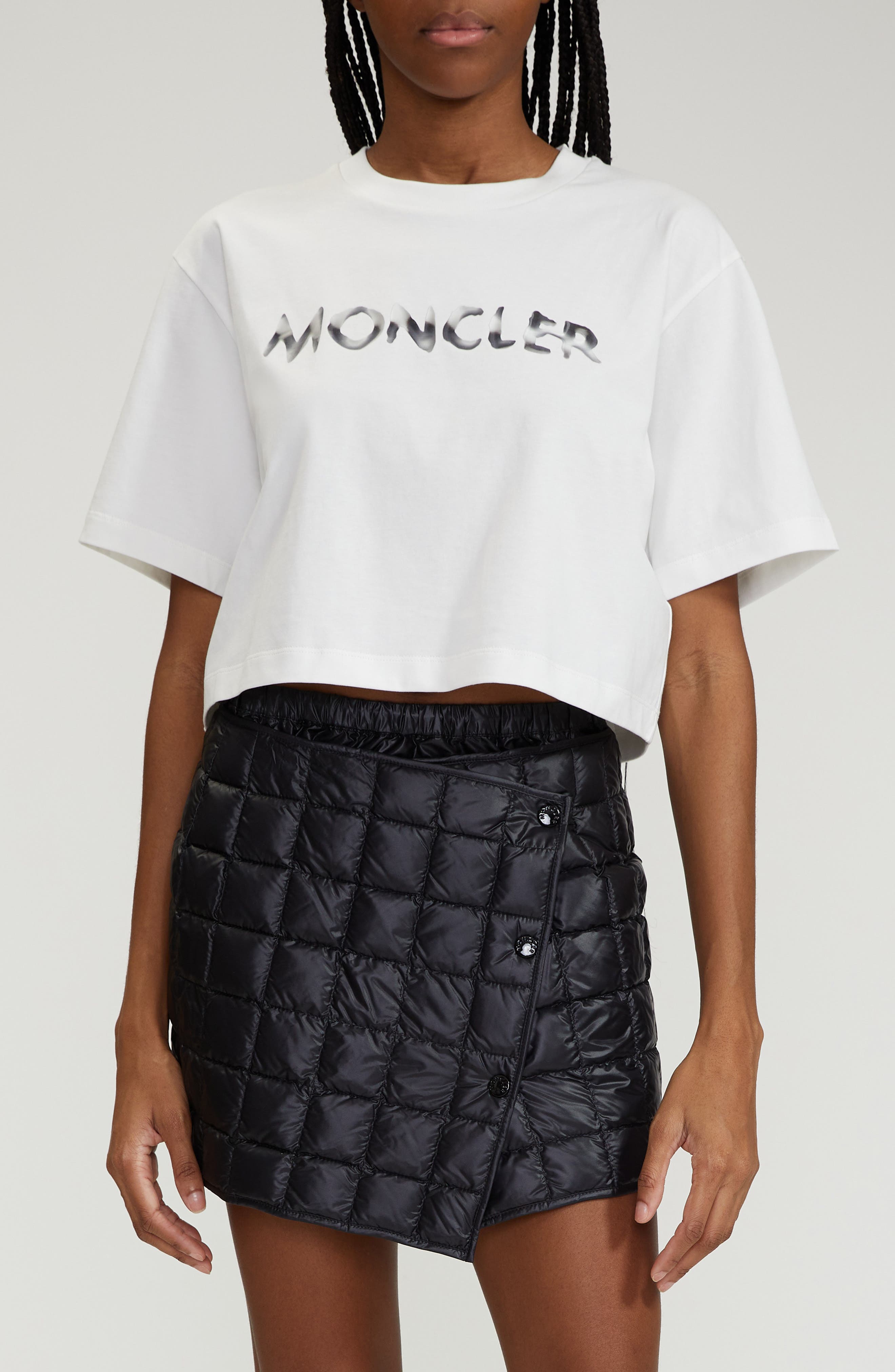 Moncler Two-Tone Logo Crop Cotton T-Shirt | Nordstrom