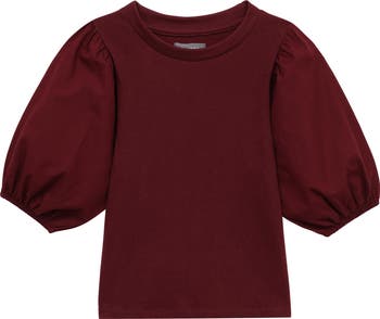 DL1961 Kids' Kayla Puff Sleeve Cotton Top | Nordstrom