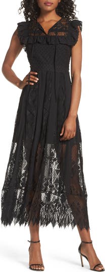 Foxiedox Forence Lace & Swiss Dot Dress | Nordstrom
