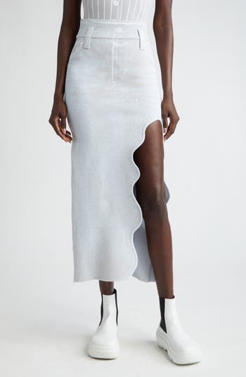 PH5 Lily Denim Print Wavy Slit Midi Skirt | Nordstrom