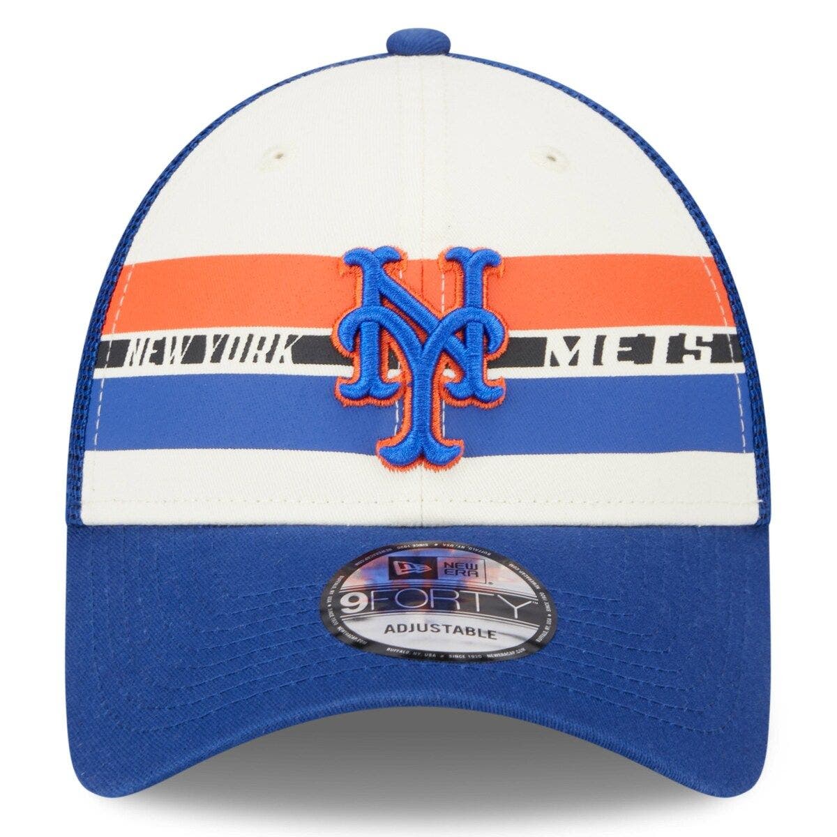New Era Men's New Era White/Royal New York Mets Team Stripe Trucker ...