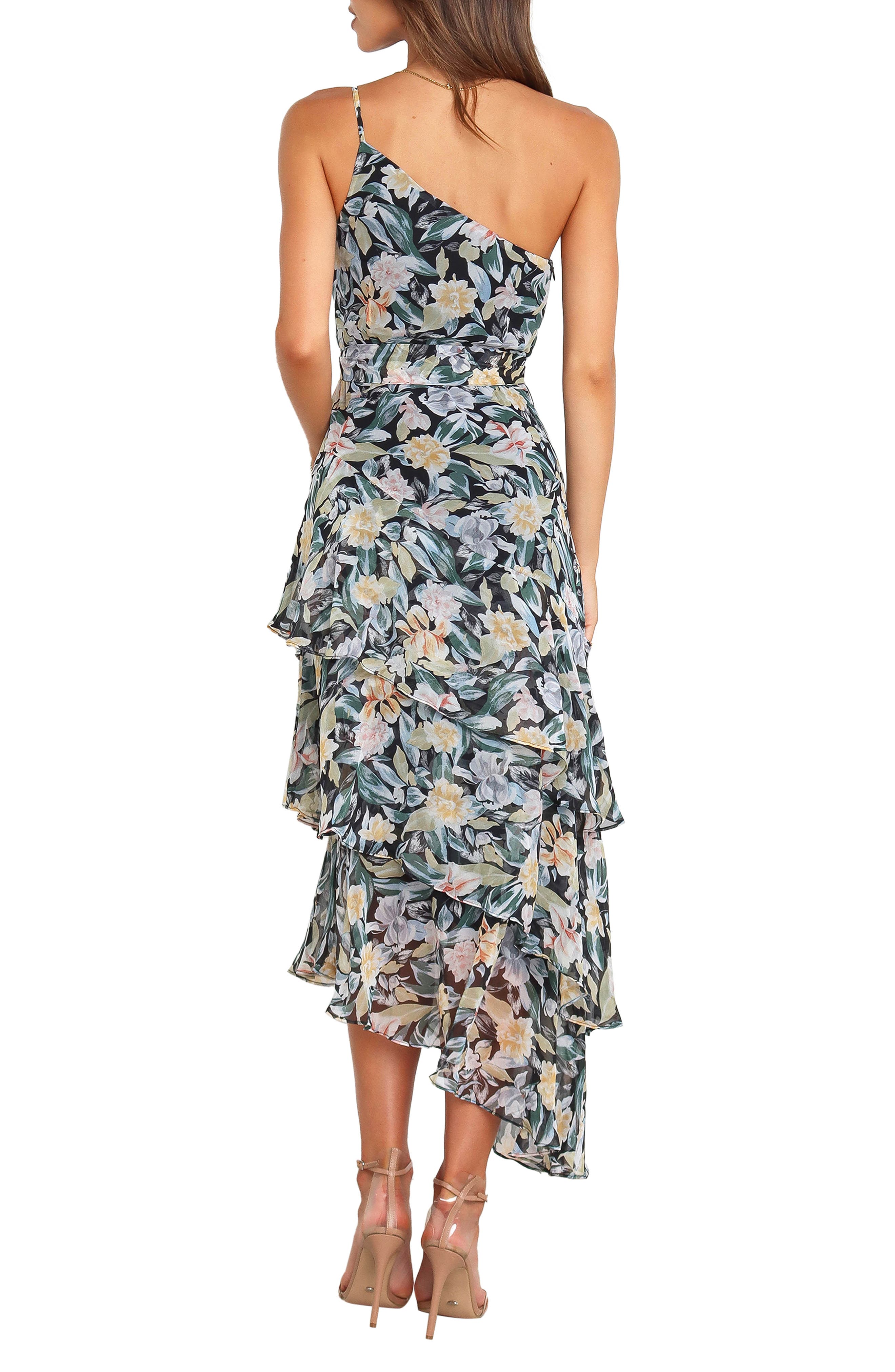 Petal & Pup Amren Floral One-Shoulder Tiered Asymmetric Dress | Nordstrom