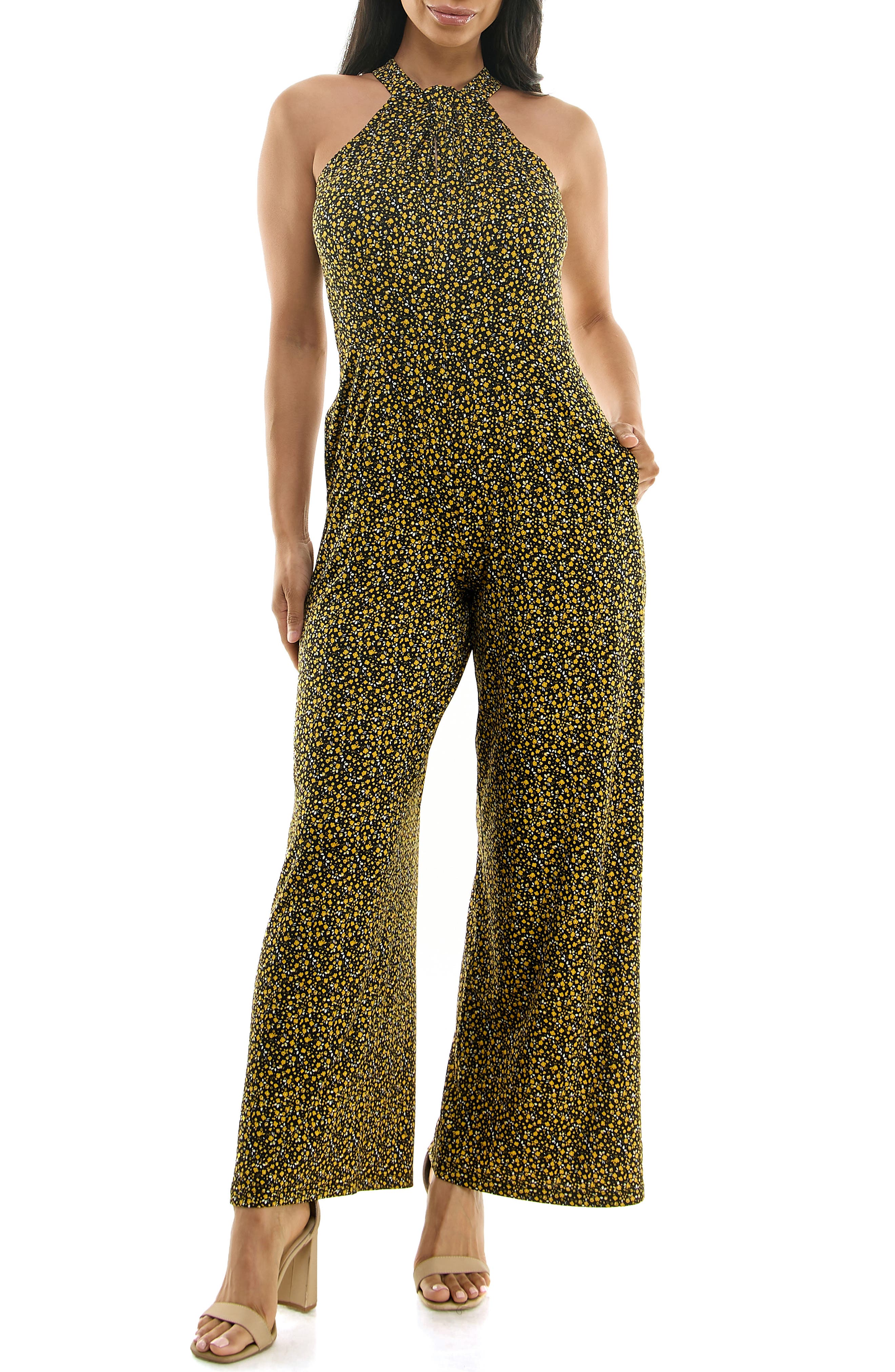 Nina Leonard Twisted Halter Neck Jumpsuit | Nordstromrack