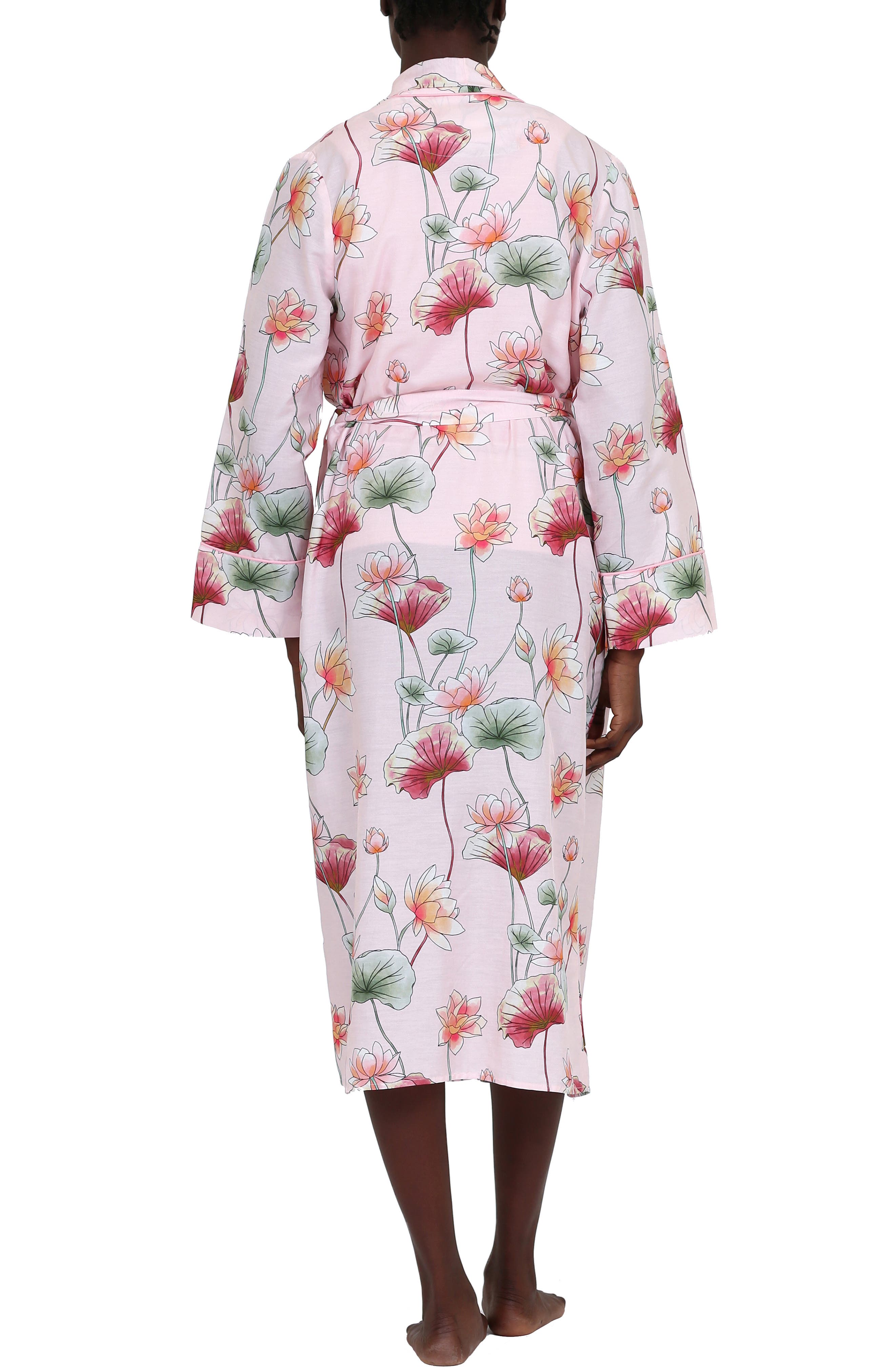 Papinelle Pink Lotus Floral Cotton & Silk Robe | Nordstrom