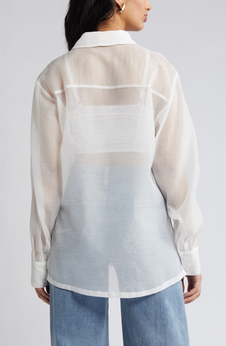 Open Edit Sheer Button-Up Shirt | Nordstrom