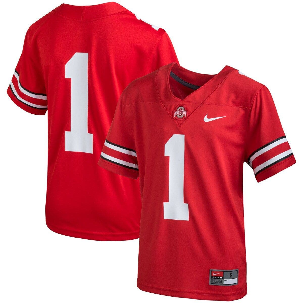Nike Youth Nike #1 Scarlet Ohio State Buckeyes Team Replica Football ...