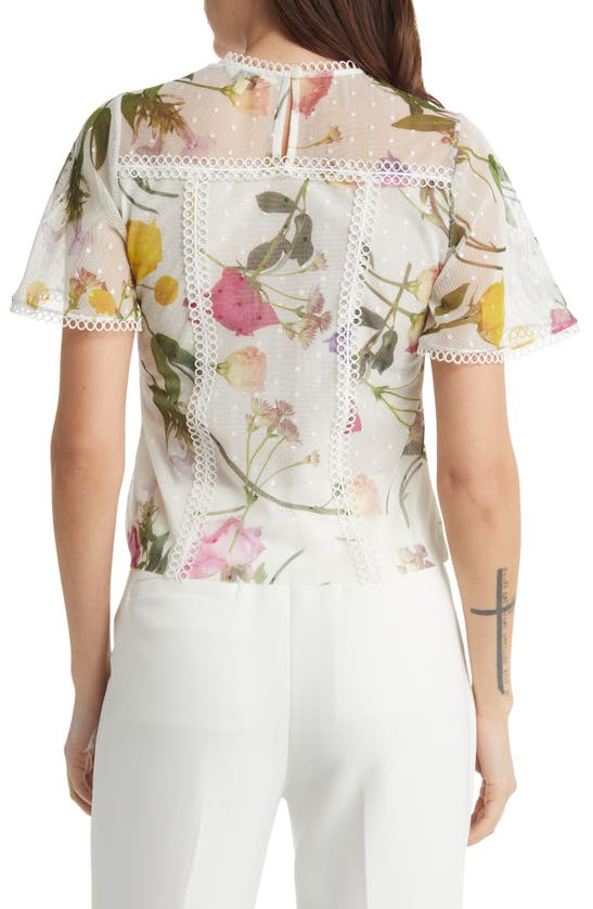 Ted Baker Arelln Floral Mesh Top In White | ModeSens