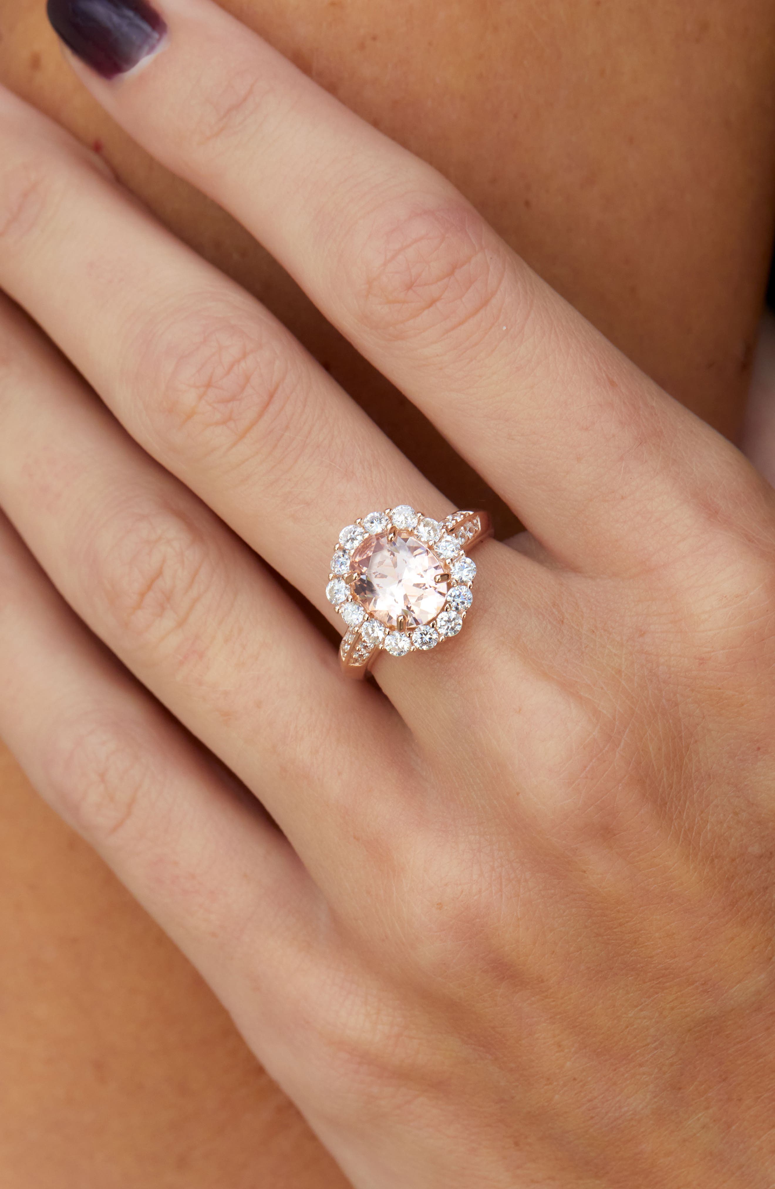 SAVVY CIE JEWELS 18K Rose Gold Plated Sterling Silver, Morganite & CZ ...