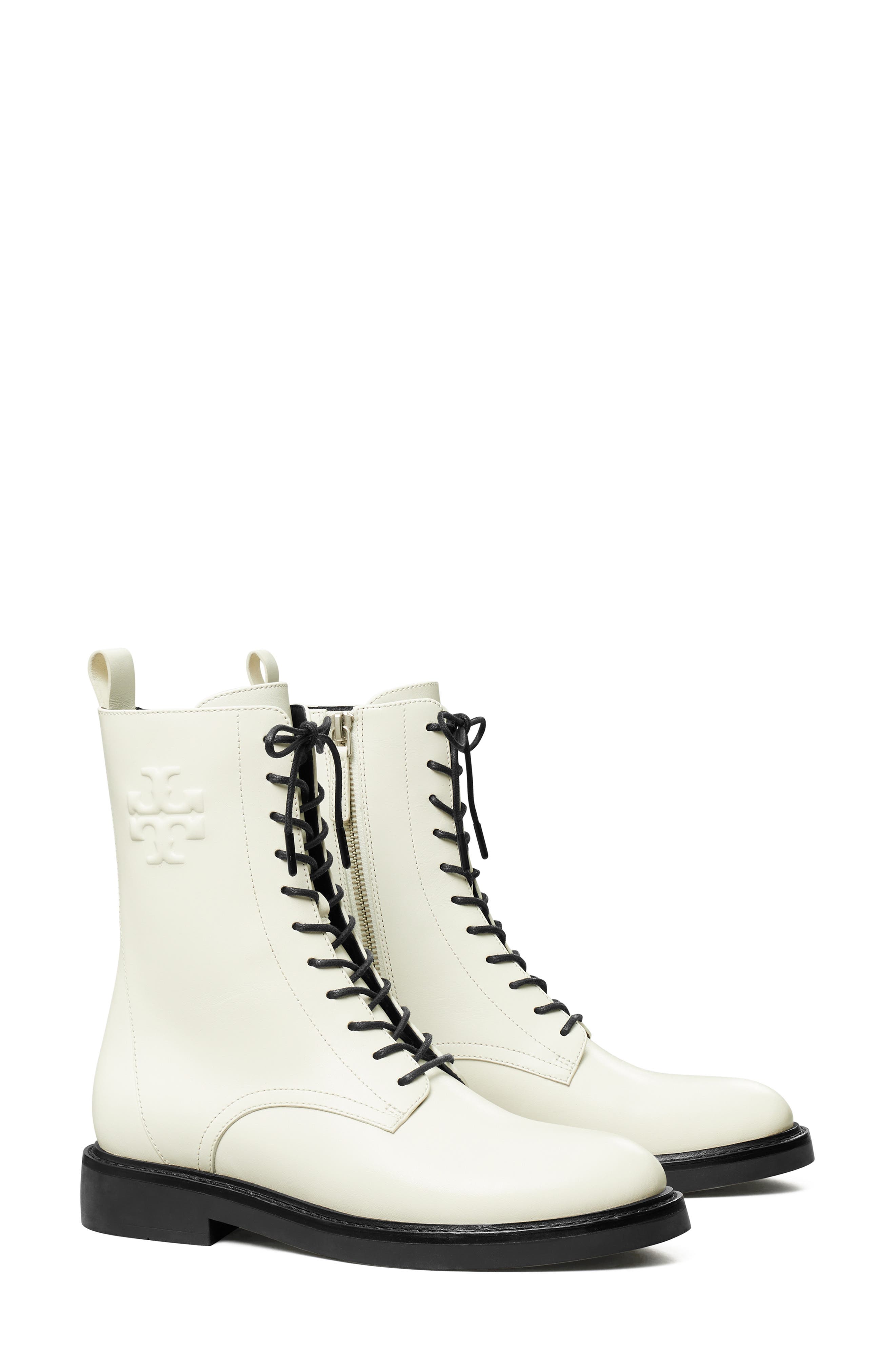 Tory Burch Double-T Croc Embossed Combat Boot (Women) | Nordstrom