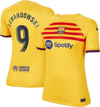 Nike Women's Nike Robert Lewandowski Yellow Barcelona 2022/23 Fourth ...