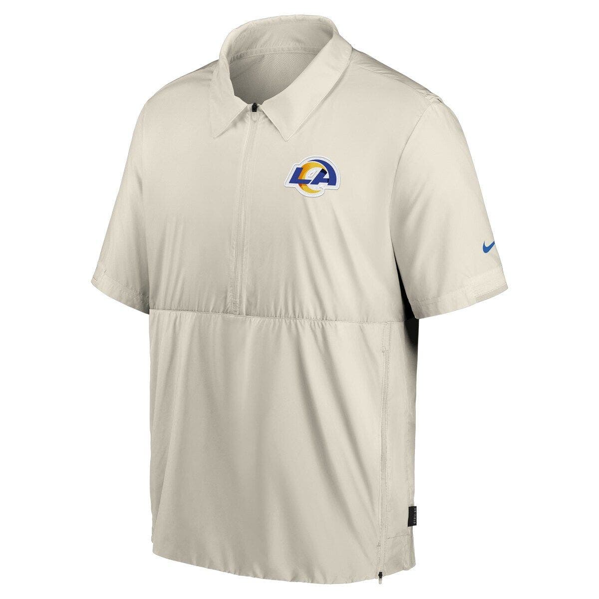 Nike Men's Nike Bone Los Angeles Rams Sideline Coaches Half-Zip Short ...