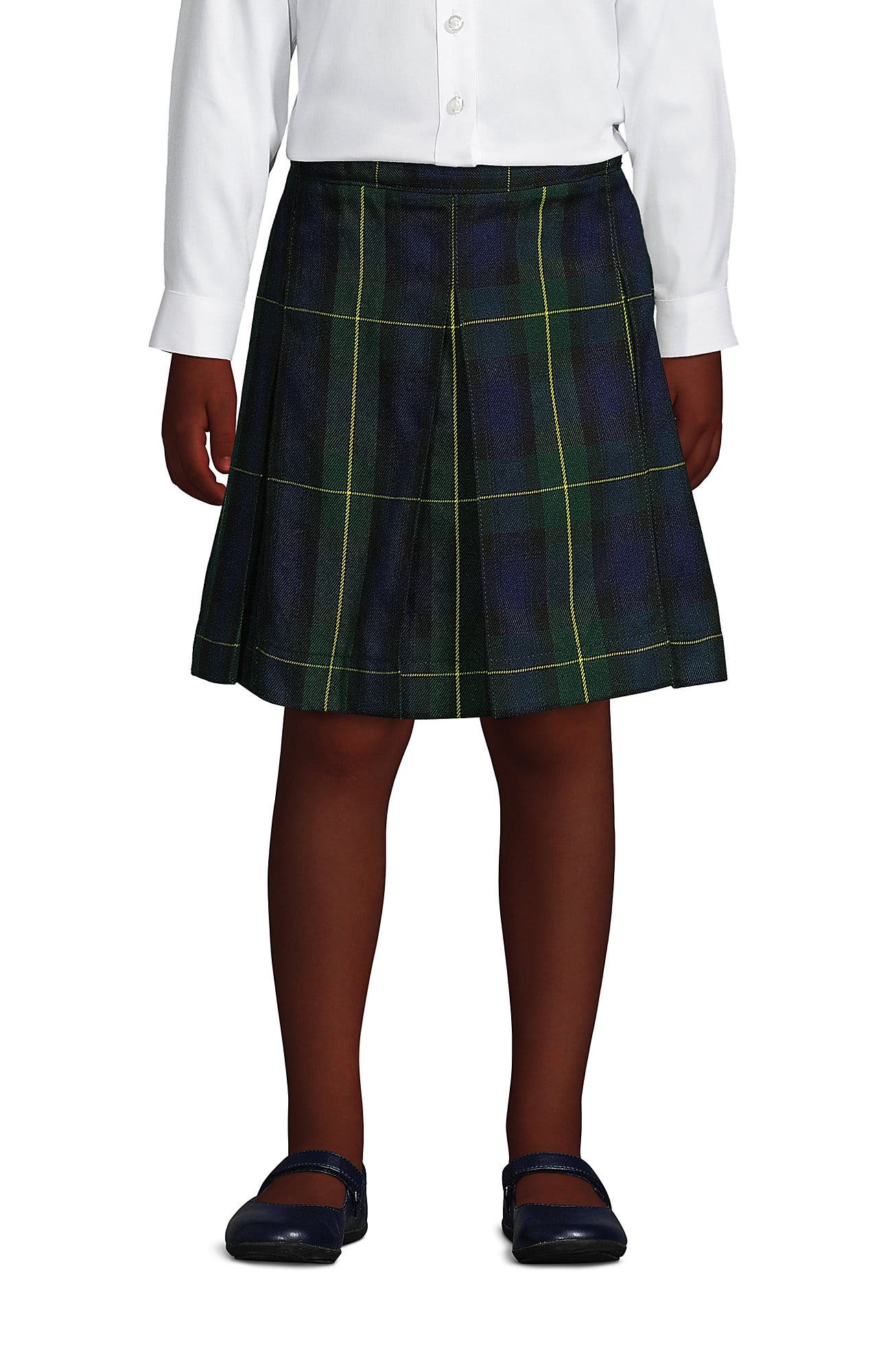 Lands' End Kids' School Uniform Girls Plaid Box Pleat Skirt Top Of The ...