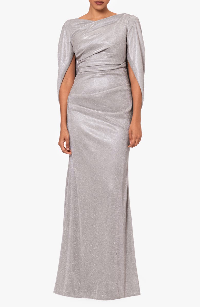 Betsy & Adam Drape Metallic Gown | Nordstrom