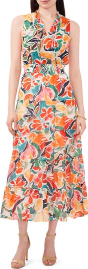 Chaus Floral Tie Neck Maxi Dress | Nordstrom