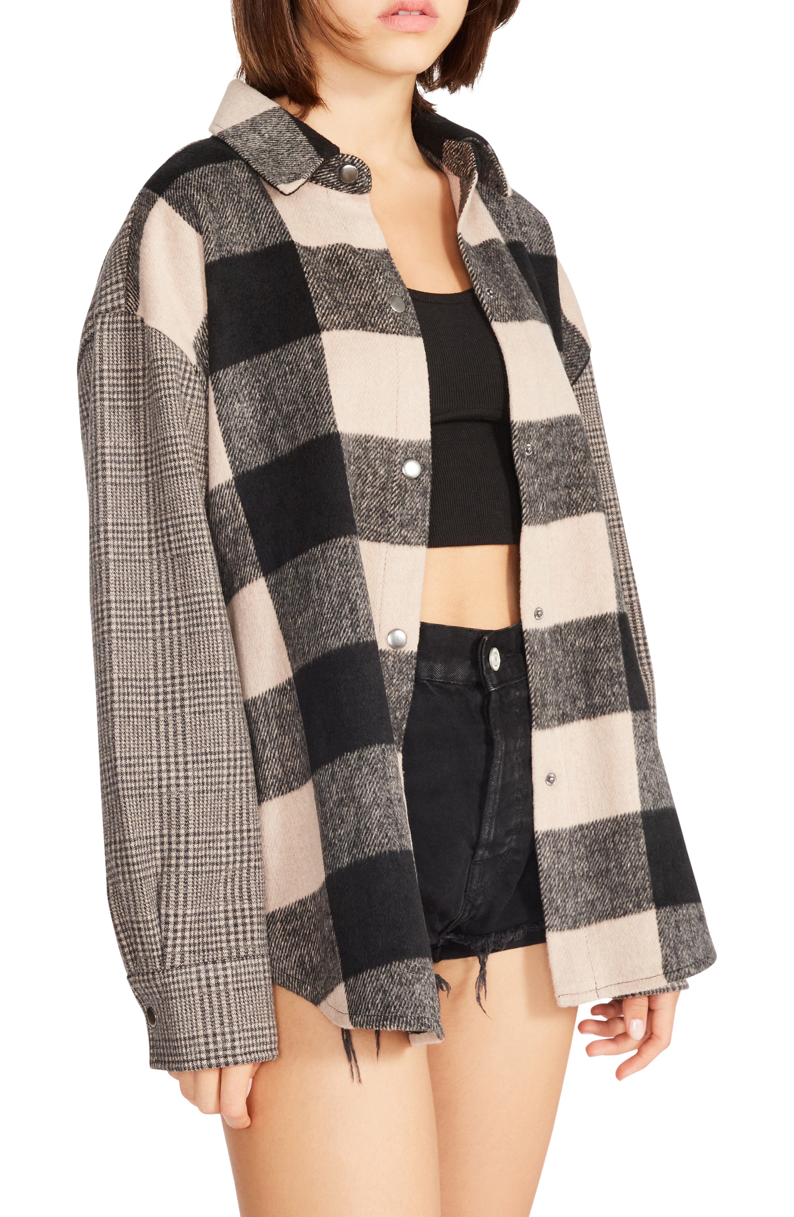 Steve Madden Sophia Mixed Plaid Shacket | Nordstrom