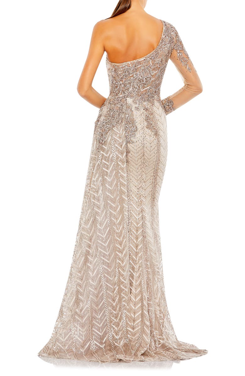 Mac Duggal Embellished Long Sleeve One Shoulder Gown Nordstrom