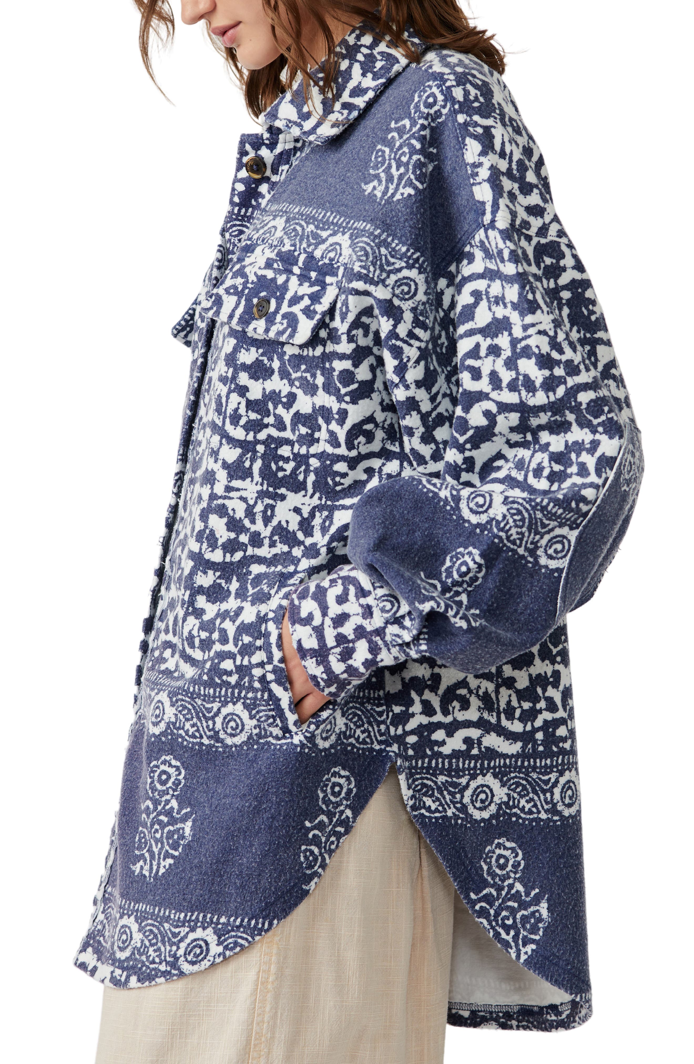 Free People Women's Printed Longline Shacket | Smart Closet