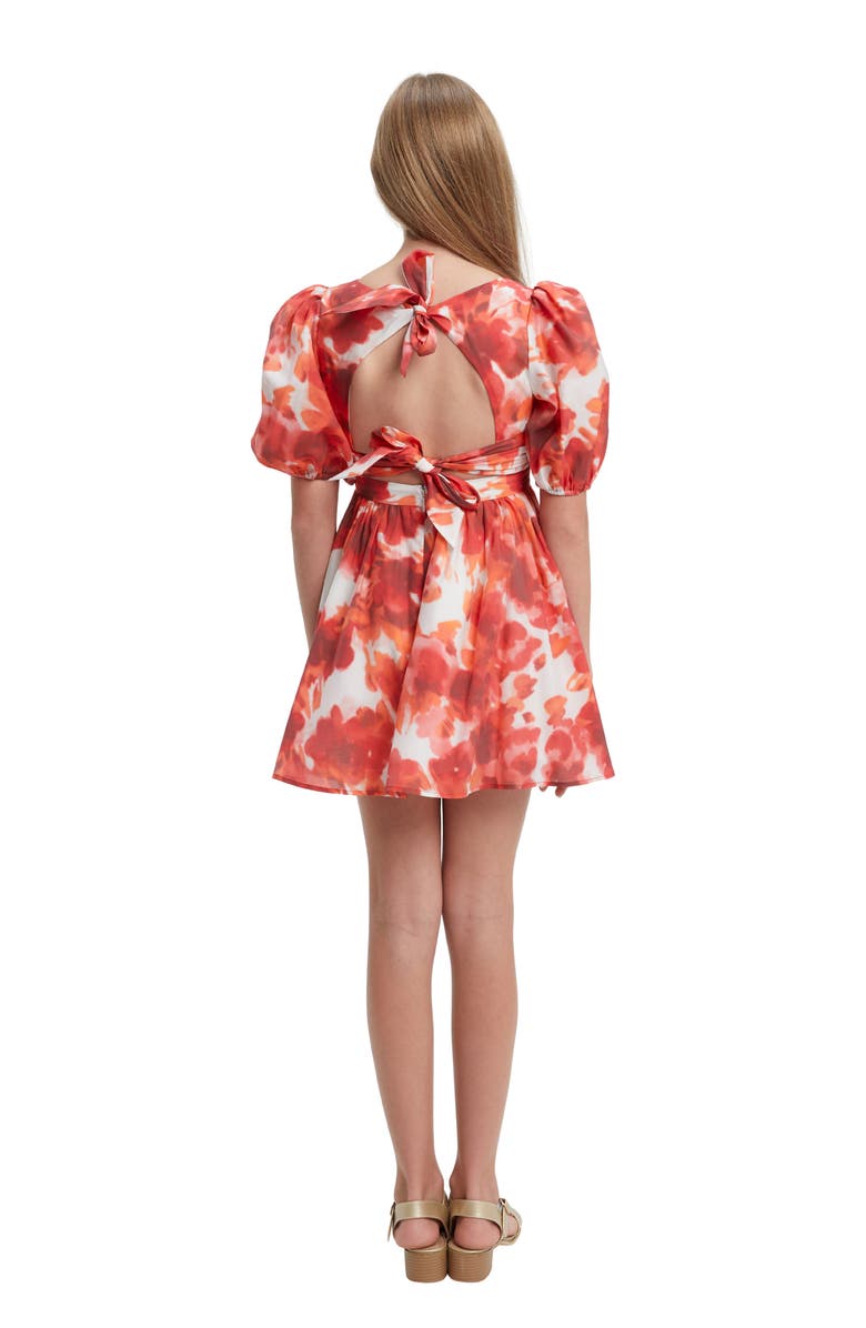 Bardot Junior Kids' Marla Puff Sleeve Tie Back Minidress | Nordstrom
