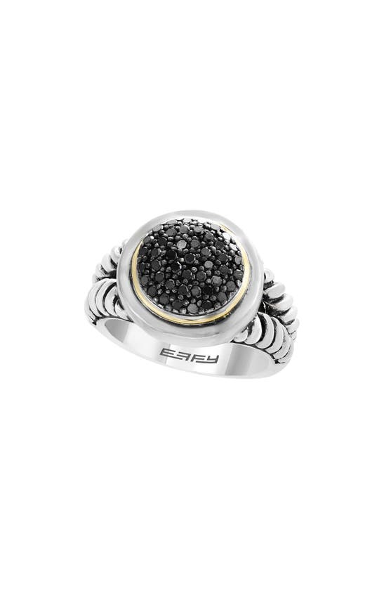 Effy Sterling Silver & 14k Yellow Gold Pavé Diamond Ring In Black ...