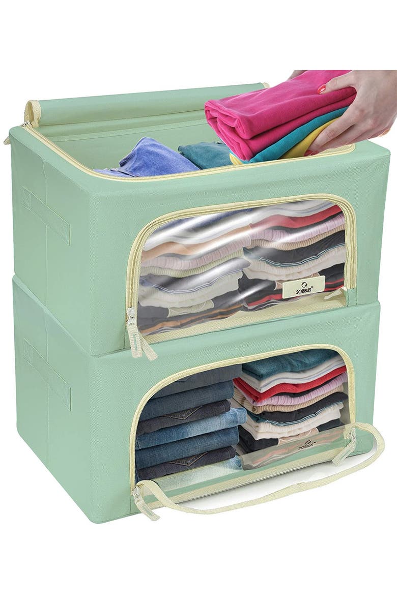 SORBUS Teal Small Zip Window Fabric Storage Box - Set of 2 | Nordstromrack