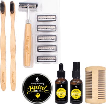 PURSONIC Beard Care Grooming Kit & Eco Friendly Razor + Toothbrushes ...