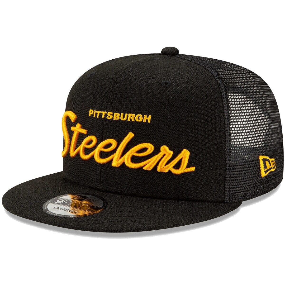 New Era Men's New Era Black Pittsburgh Steelers Script Trucker 9FIFTY ...