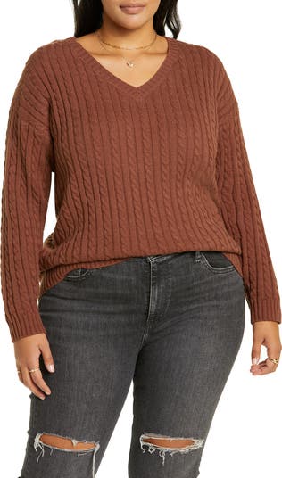 Bp Cable Knit Oversize Cotton Blend Sweater Nordstrom