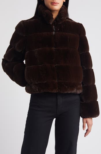 BCBGMAXAZRIA Channel Quilted Faux Fur Jacket | Nordstrom